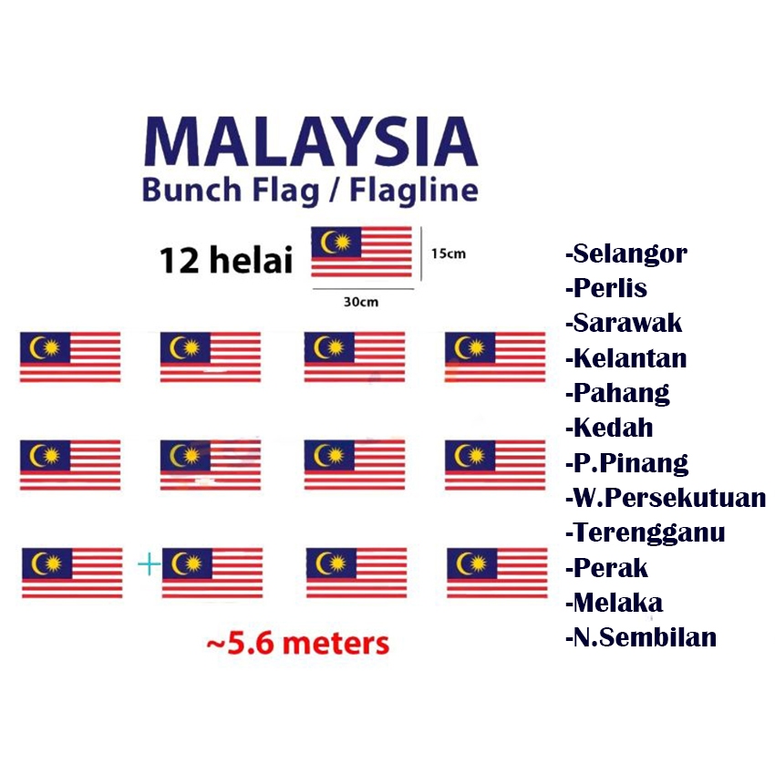 Malaysia Flagline Bunch Flag / All States Bunch Flags / Bendera ...