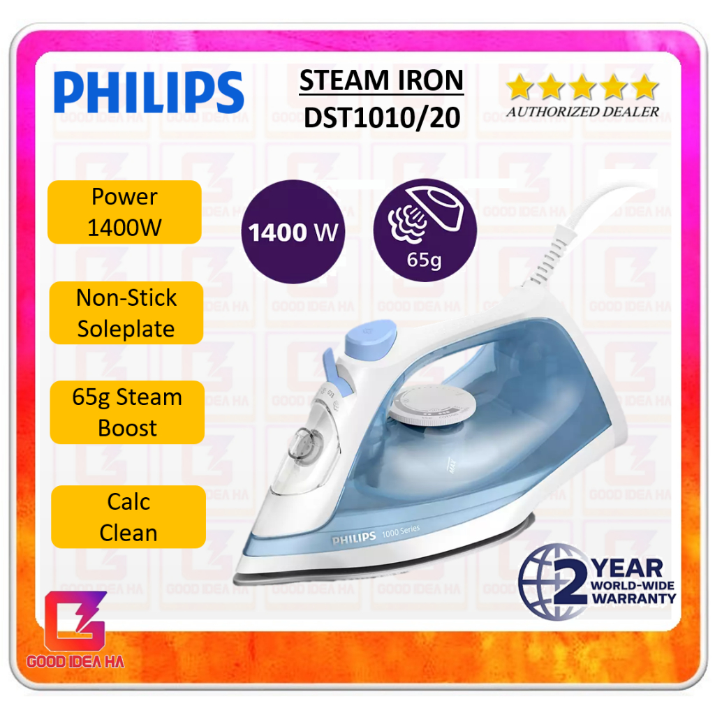 PHILIPS 1000 Series Steam Iron (1400W) DST1010/20 | DST1010 | Shopee ...
