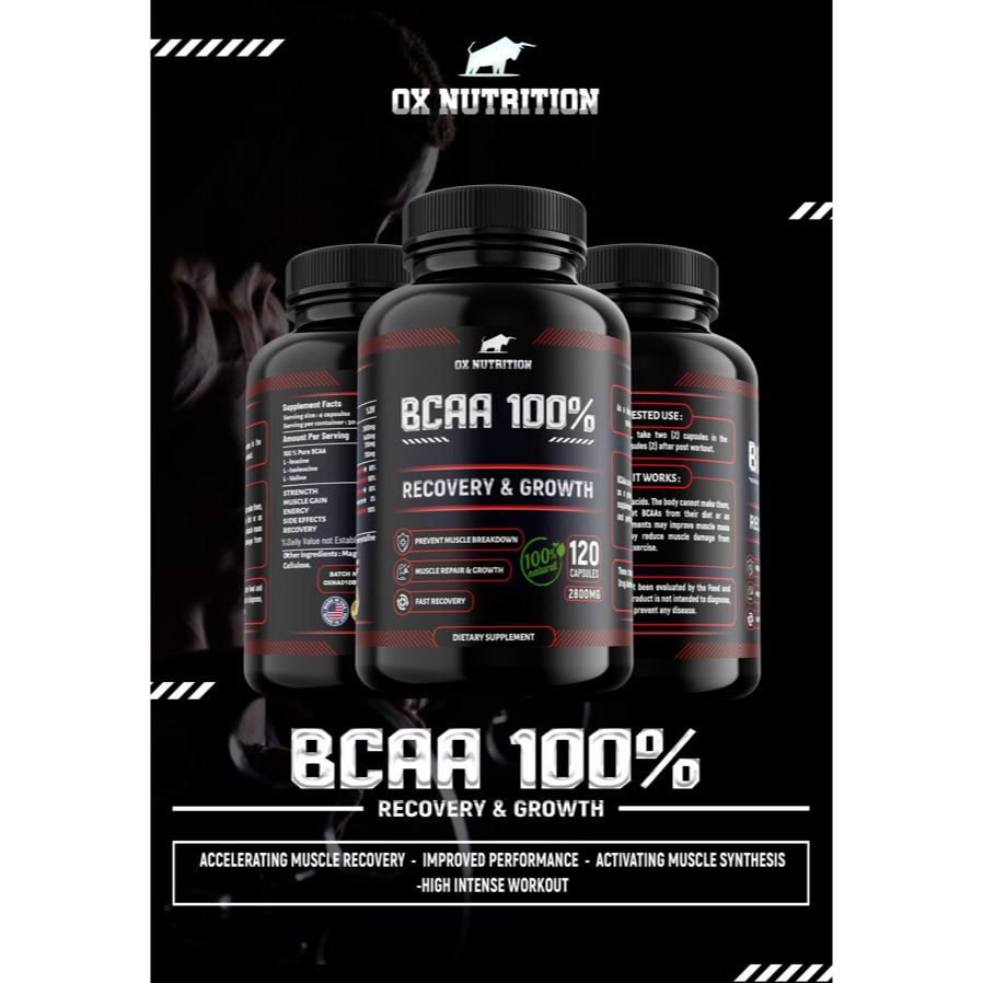 OX Nutrition 100% Natural BCAA - MEGA Size Bottle 120CAPS ORIGINAL QR ...