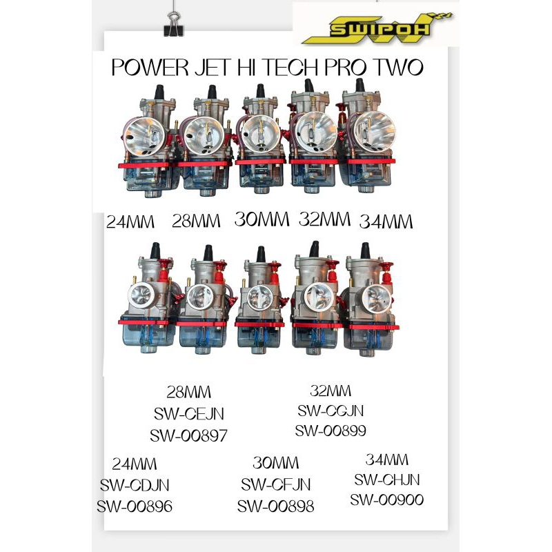ORIGINAL SWIPOH CARBURETOR HO TECH PRO TWO 28MM 30MM PWK CARBURETOR ...