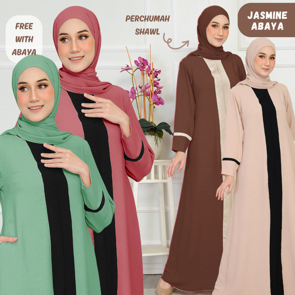 JASMIN ABAYAH JUBAH WITH PERCUMAH SHWAL FREE SHWAL IRONLESS VIRAL 2024 ...