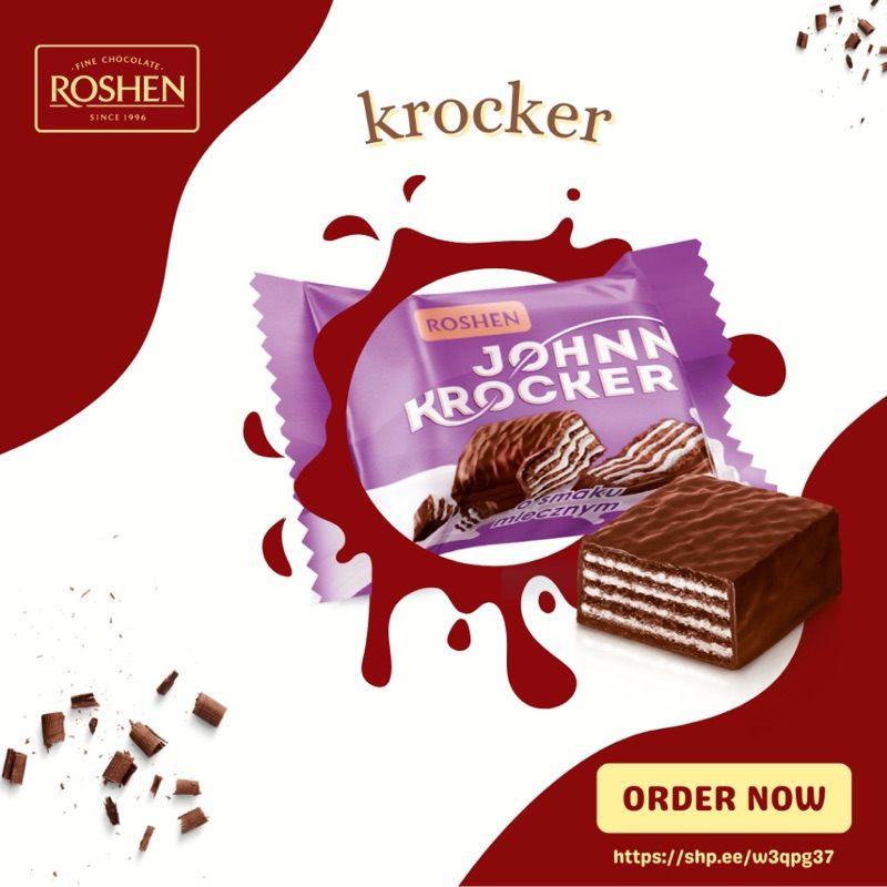 Roshen Johnny Krocker Milk Wafers With Milky Cream In Chocolate ...