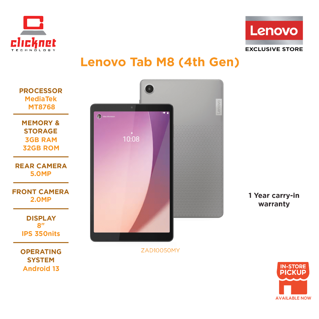 LENOVO TB301XU TAB M8 (4th Gen) ZAD10105MY 8"HD/MTK HELIO A22/3GB+32GB ...