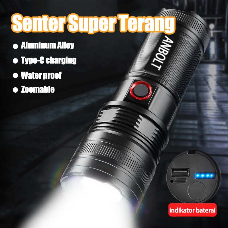 Flashlight Powerful Torch Lampu Suluh Waterproof Terang Jarak Jauh ...