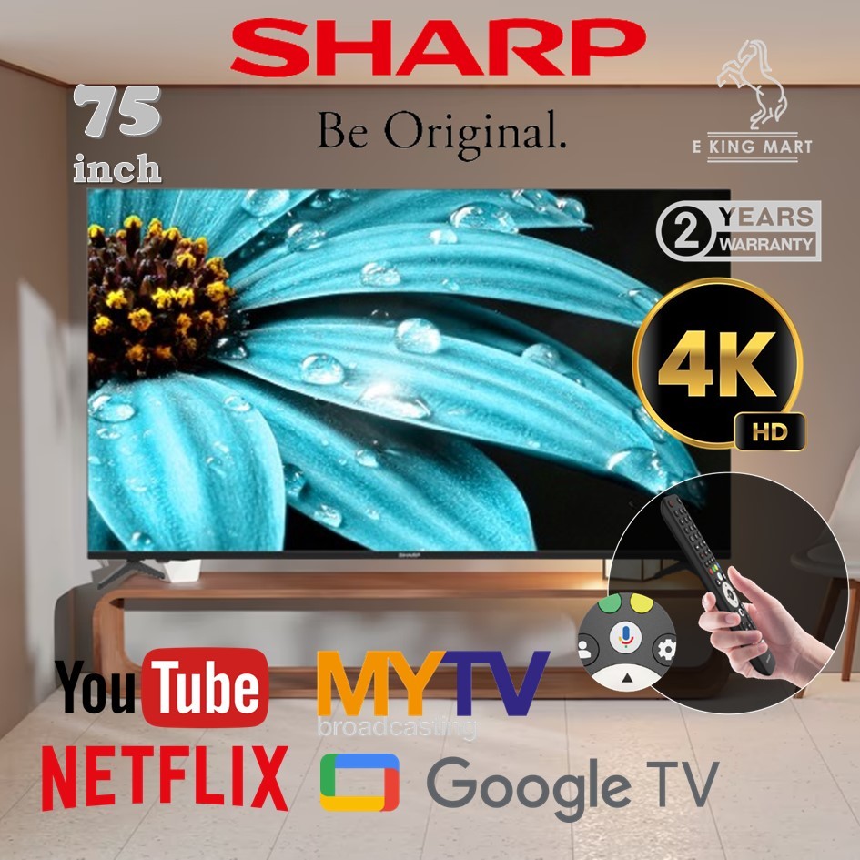 SHARP 75 Inch 4TC75HJ6000X4K UHD HDR GOOGLE TV Android System TV Ultra HD LED TV Smart Internet ...