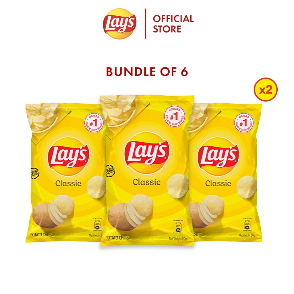 [Bundle of 6] Lay's Potato Chips Mid pack 50g / [Pek 6] Lay's Kerepek ...