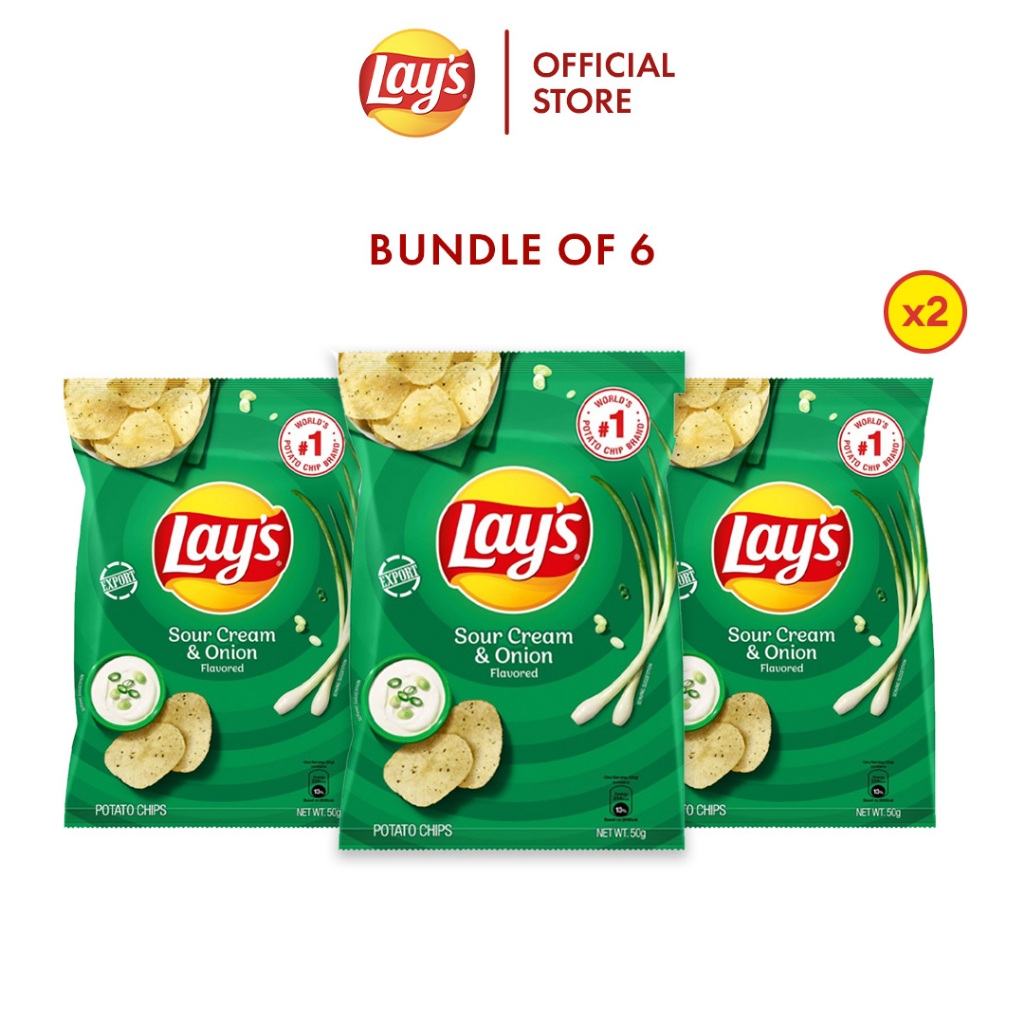 [Bundle of 6] Lay's Potato Chips Mid pack 50g / [Pek 6] Lay's Kerepek ...