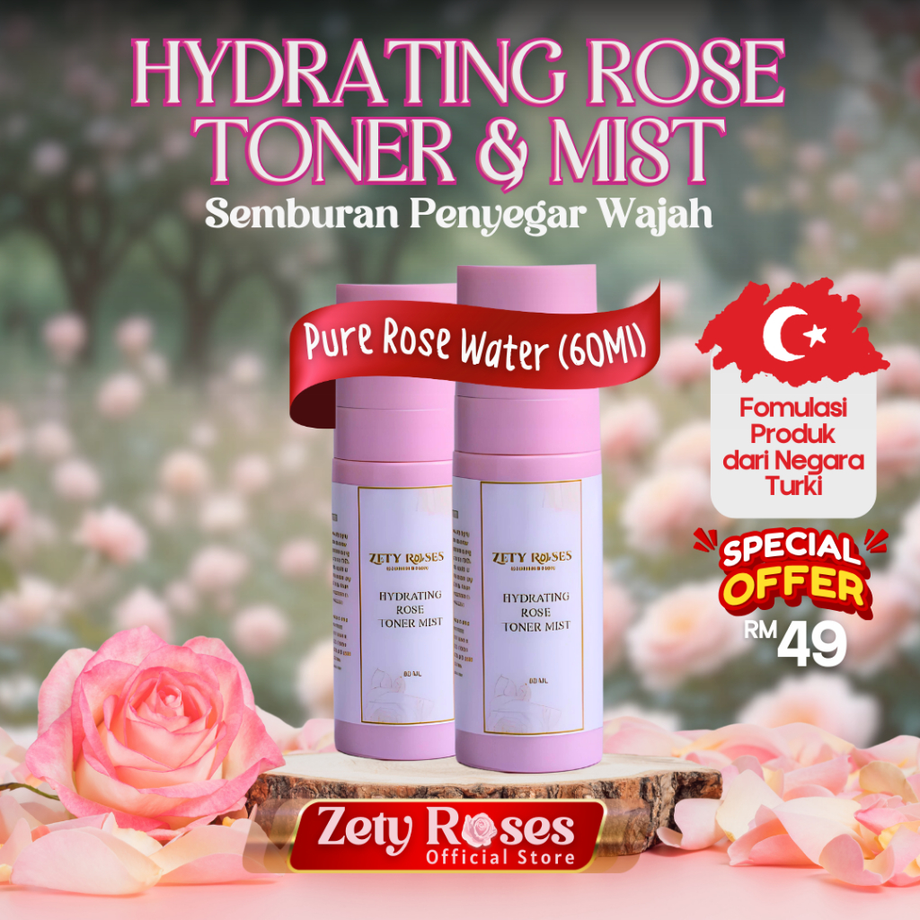 Zety Roses Rose Water Toner & Mist - 100% Natural, 60ml Formulated in ...
