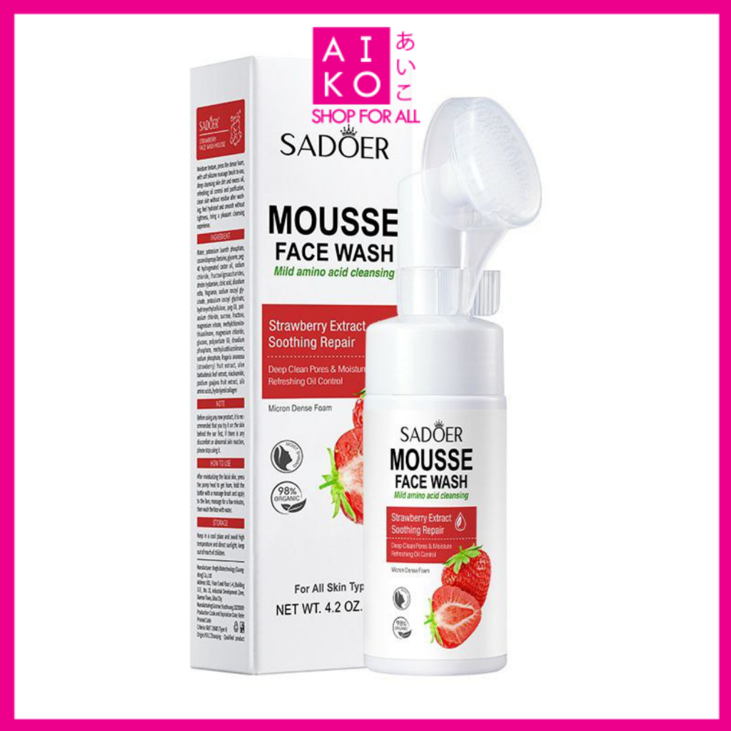 (AIKO)SADOER STRAWBERRY MOUSSE FACE WASH MILD AMINO ACID DEEP CLEAN FOAM CLEANSER 120ML (SD05298 ...