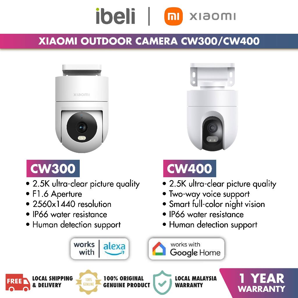 Xiaomi Outdoor Camera CW300/CW400 IP66 App Control CCTV MBC21/MJSXJ04HL ...