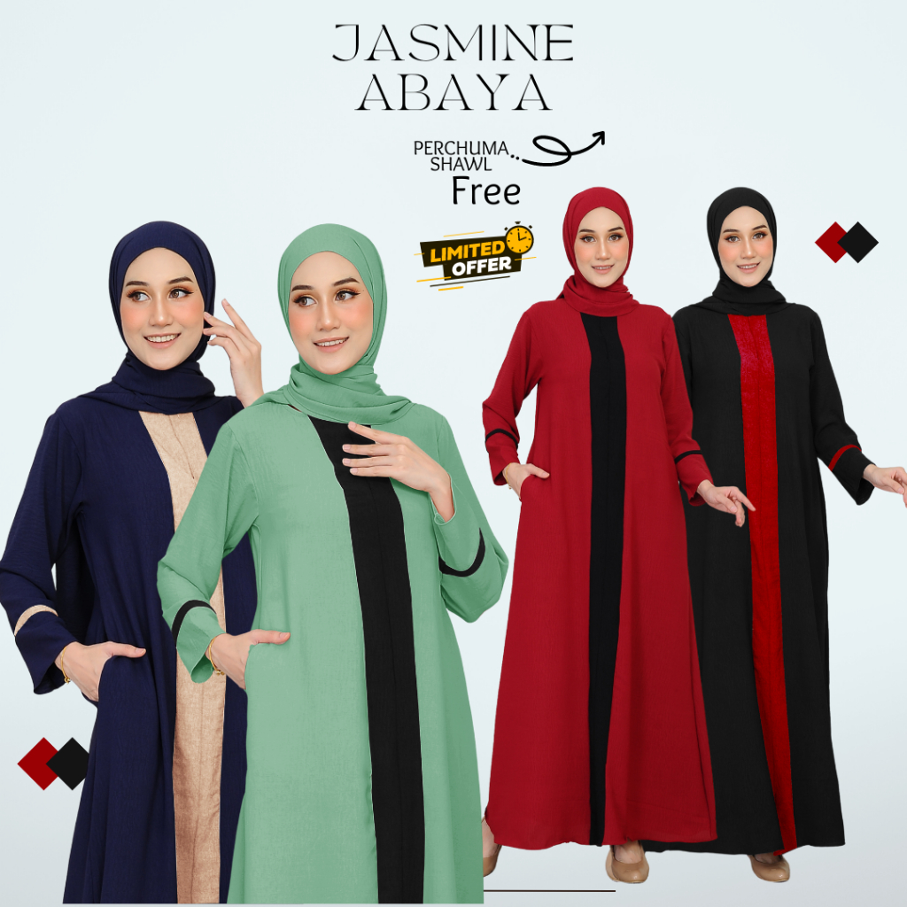 JASMIN ABAYAH JUBAH WITH PERCUMAH SHWAL FREE SHWAL IRONLESS VIRAL 2024 ...