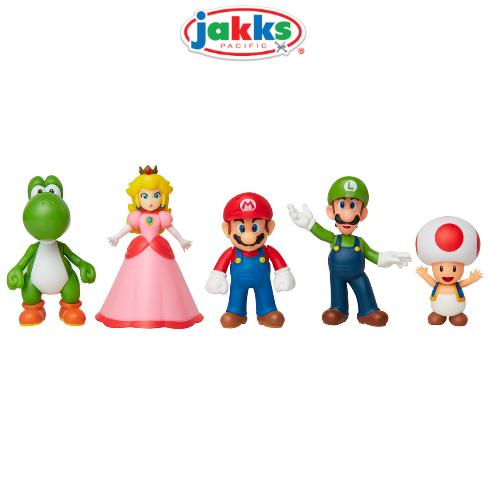 Nintendo Super Mario 5pk 2.5 Inch Posable Figurines- Mario & Luigi ...