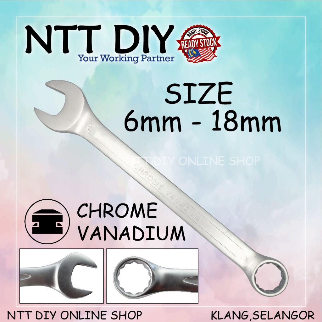 NTT DIY Heavy Duty CRV Combined Wrench Spanner Common Ring Combination ...