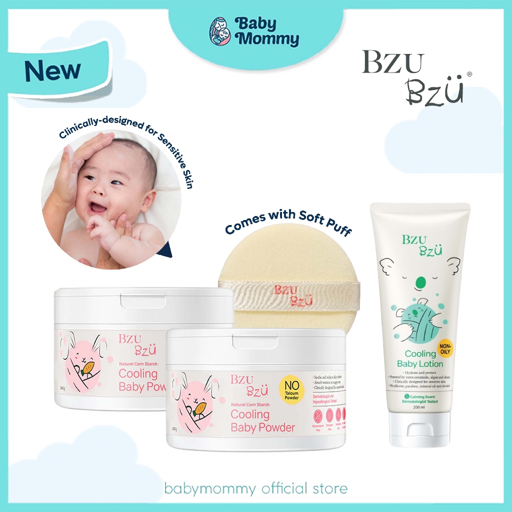 Babymommy👶BZU BZU Cooling Baby Powder with Puff 140g Cooling Baby ...