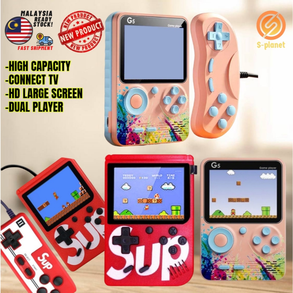 G5 SUP 1/2 Player Screen Handheld Game Console Contra Mini Arcade 500 ...