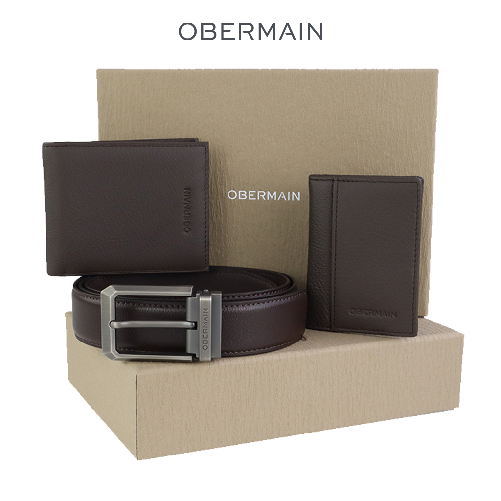 OBERMAIN Giftset RFID Wallet & Pin Buckle Belt (Free Gift Cardholder ...