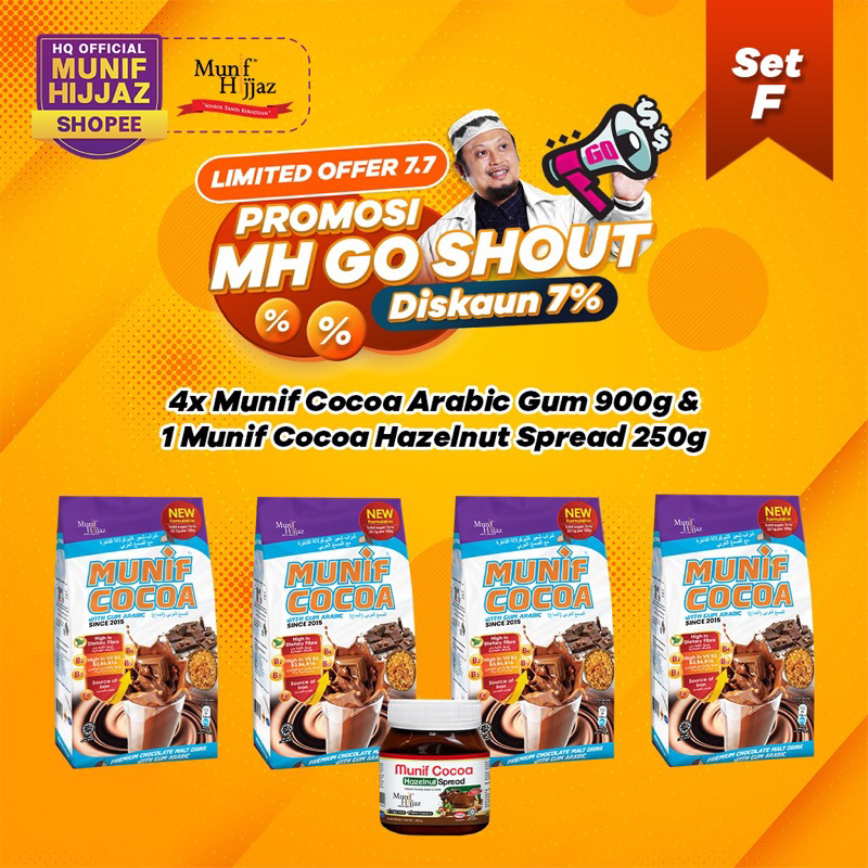 PROMOSI MH GO SHOUT [SET F] - 4X 900G MUNIF COCOA ARABIC GUM & 1X MUNIF ...