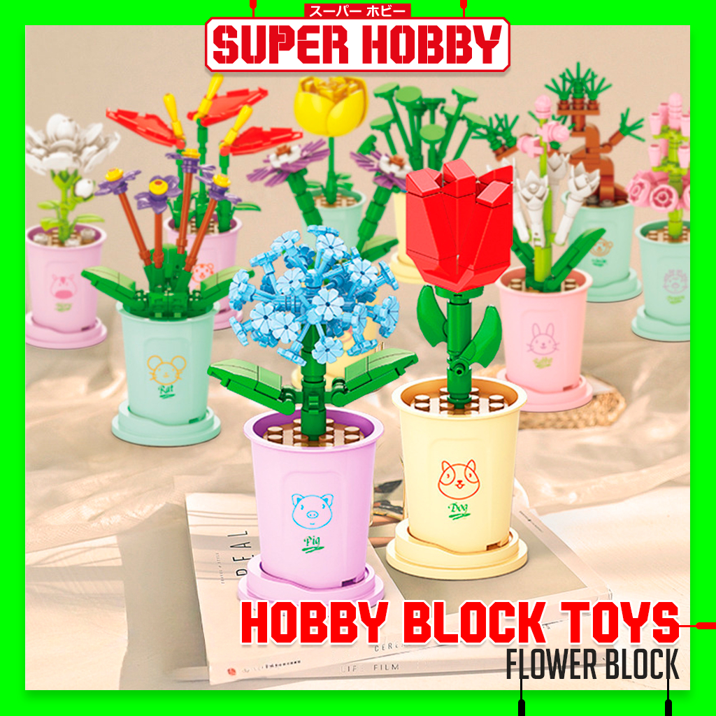 Block Toys Flower Block Series Flower Building Block Bunga Bonsai ...