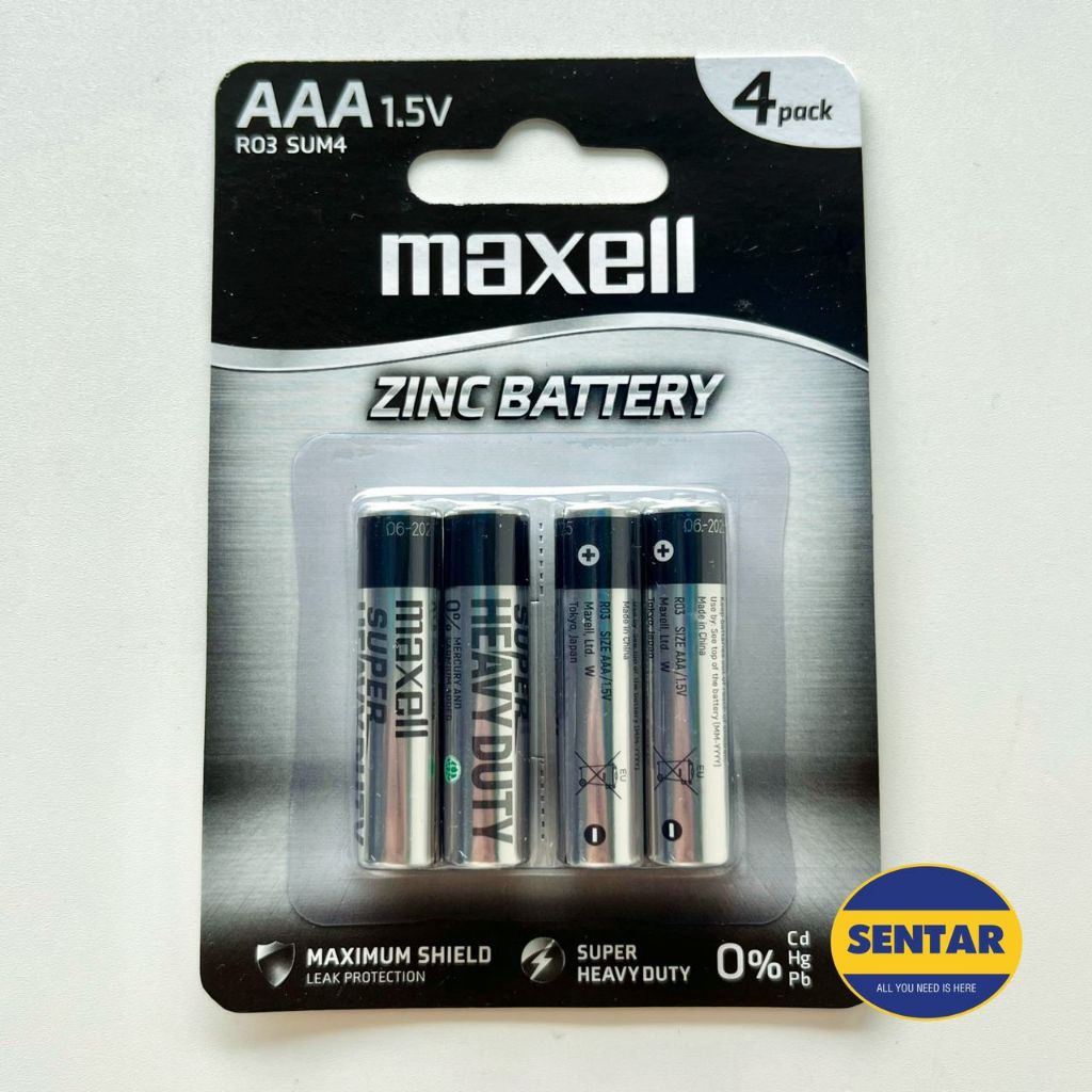AAA (Original) Maxell R6 (AR) Super Heavy Duty Zinc AAA Battery ( 4pcs ...