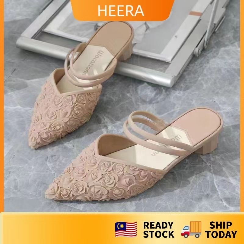 READY STOCK💥HEERA Mid Heels Jelly Shoes Kasut Perempuan High Heels ...