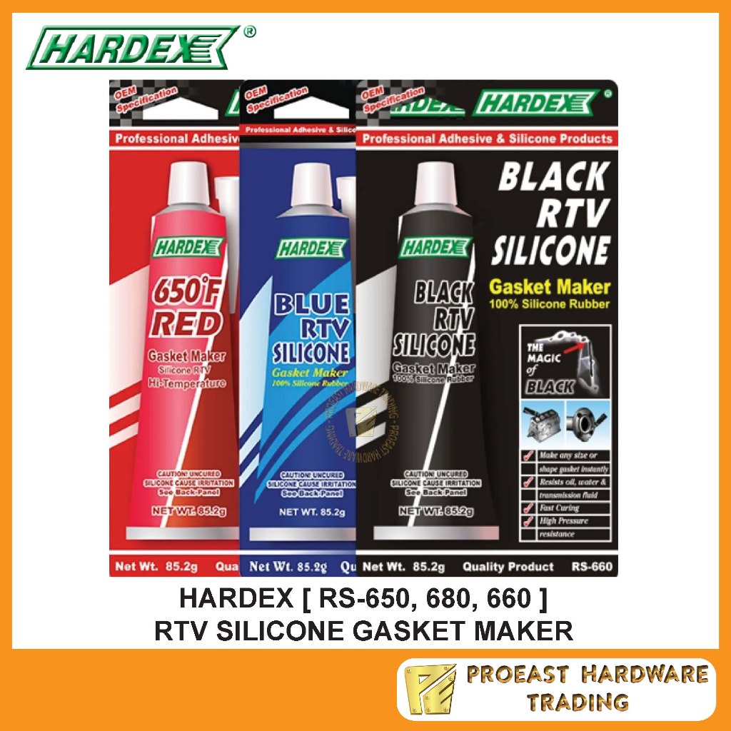 HARDEX [ RS-650 RED, 680 BLUE , 660 BLACK ] RTV SILICONE GASKET MAKER ...