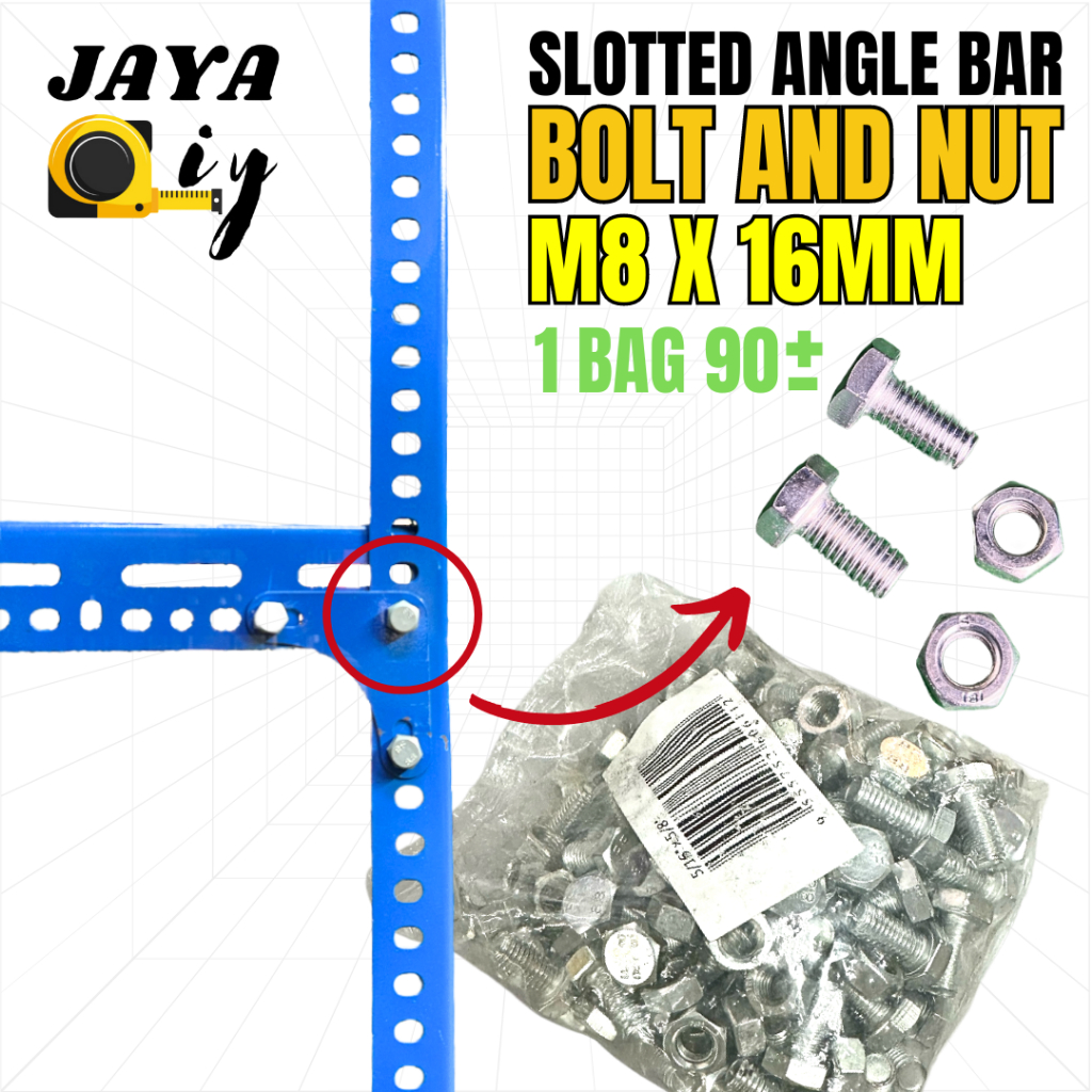 1BAG SKRU BOLT AND NUT M8 x 16MM FOR SLOTTED ANGLE (90 SET/ PACK ...