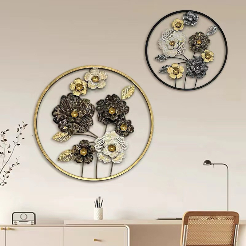 50x50cm Big Metal Frame Floral Nordic Aesthetic Hiasan Dinding Bunga ...