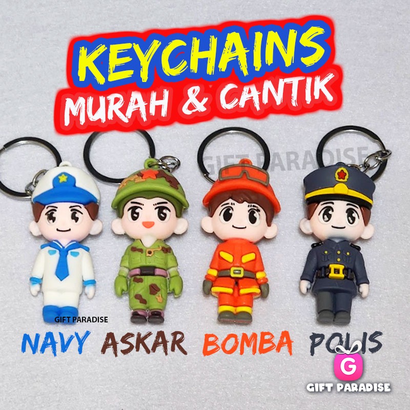 keychain BOMBA ASKAR POLIS NAVY CANTIK DAN MURAH 便宜又漂亮的鑰匙圈。警察 陸軍 消防員 海軍 ...