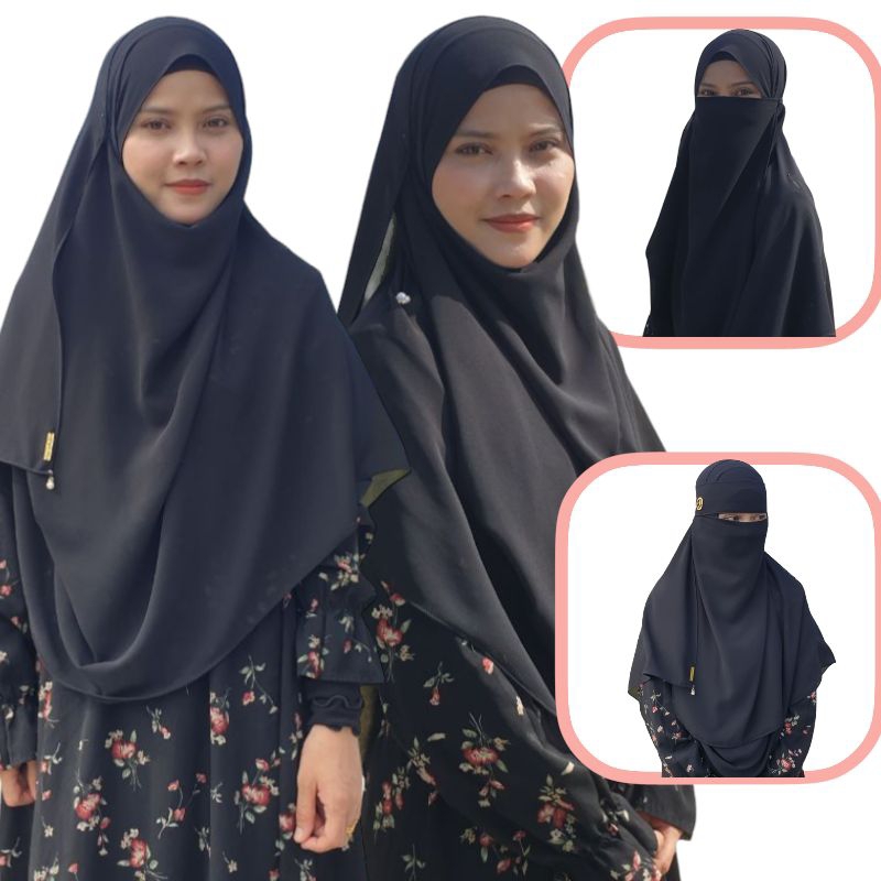 [Shawl+Purdah+Niqab ]Wide shawl labuh chiffon Hitam putih maroon ...