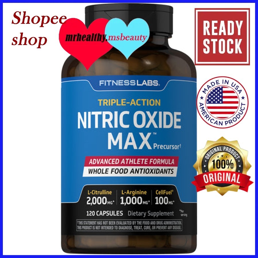 Fitness Labs Nitric Oxide Max, 120 Capsules (L-Citrulline & L-Arginine ...