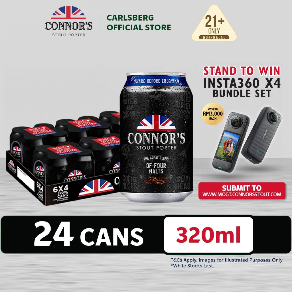 Connor's Stout Porter Can Premium Stout Beer 5.0% Alcohol (320ml x 24 ...