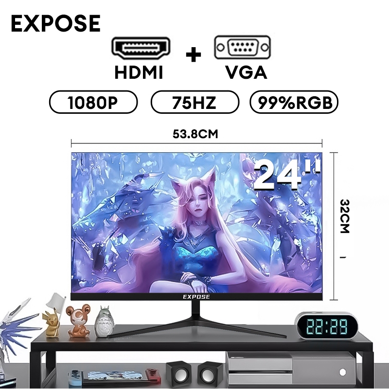 EXPOSE Monitor PC Curved Gaming Monitor 165HZ 19-27Inch PS4/PS5/Xbox ...