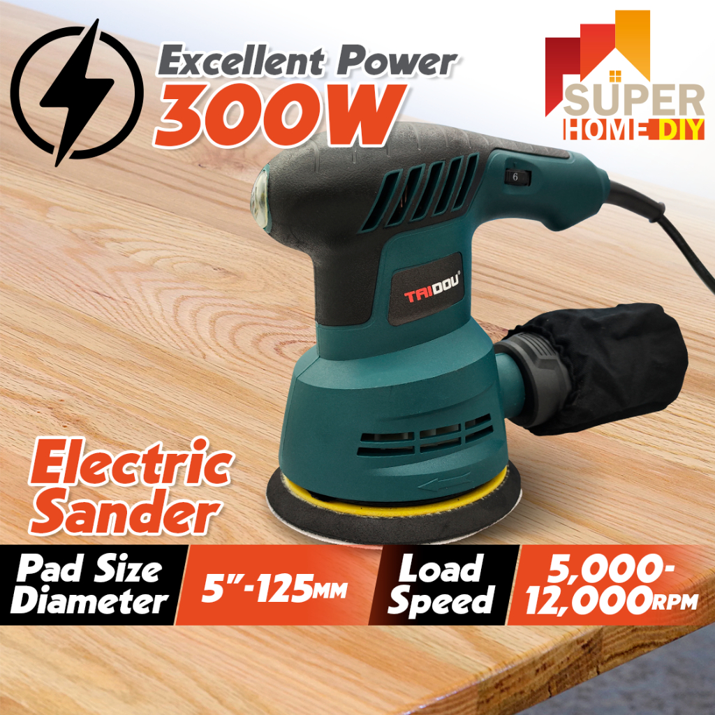 5" 125mm 300W Handheld Eccentric Sander 】 Speed Control Orbital Sander ...
