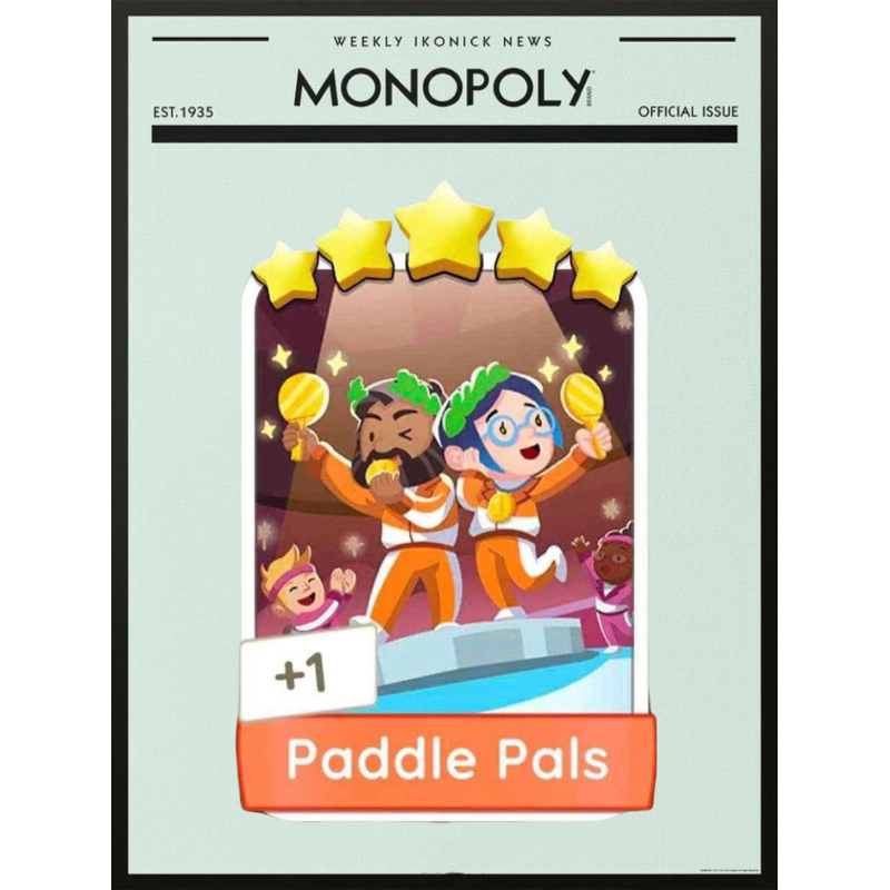 Paddle Pals 5stars Monopoly Sticker MINUTE STICKER All available and ...