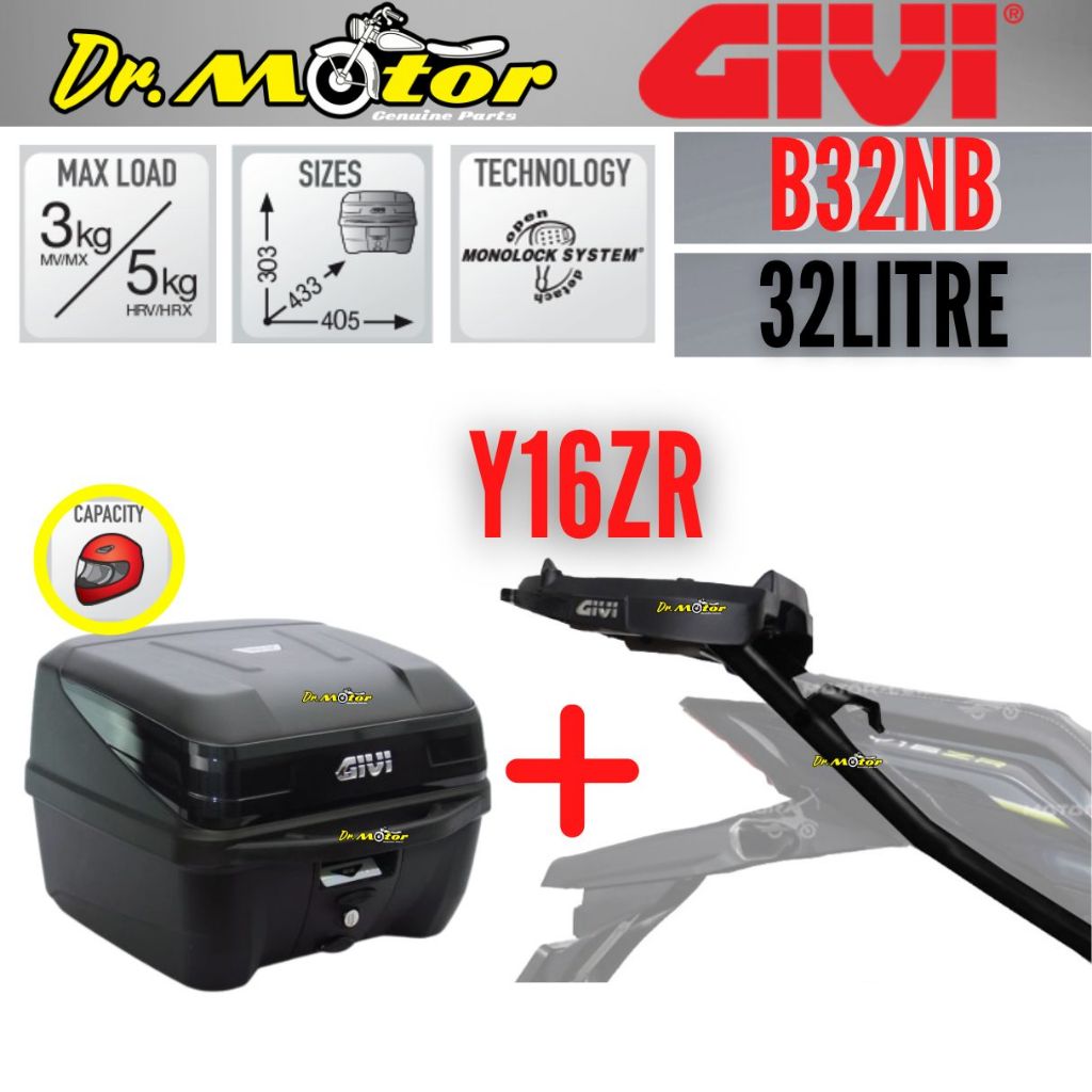 Y16ZR Y16 EXCITER 155 ZR(S) HEAVY DUTY GIVI MONORACK STOPLIGHT BOX RACK ...