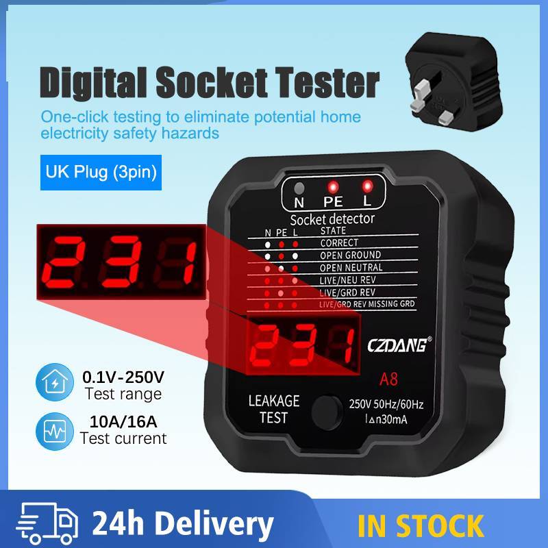 10-16A Socket Tester 0.1V-250V Electric Leakage Finder With Voltage ...