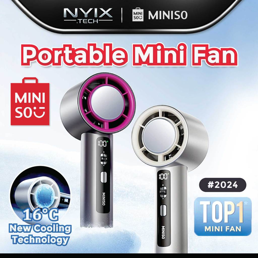 MINISO Portable Mini Fan Air Cooler 100 Speed Cold Plate Long Battery ...