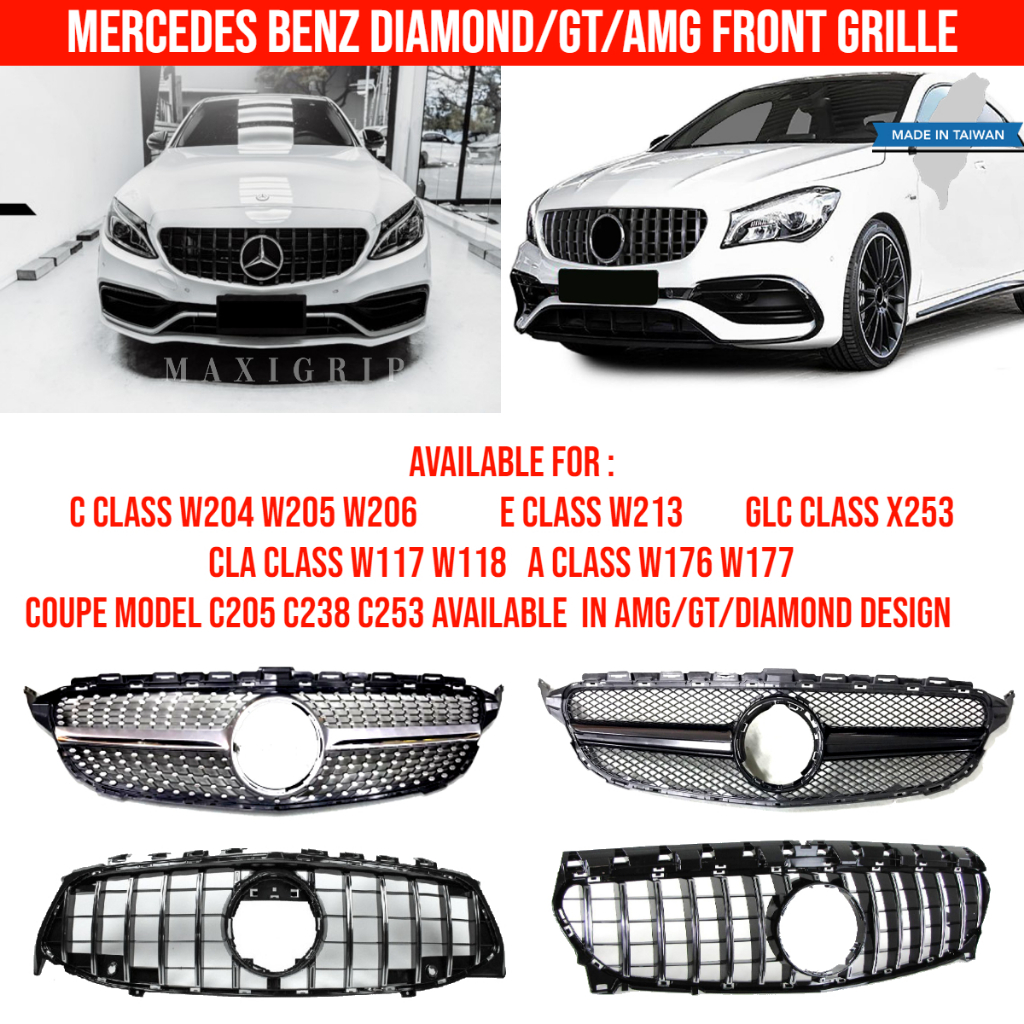 Mercedes benz front bumper grille W204 W205 W206 W213 X253 W176 W117 ...