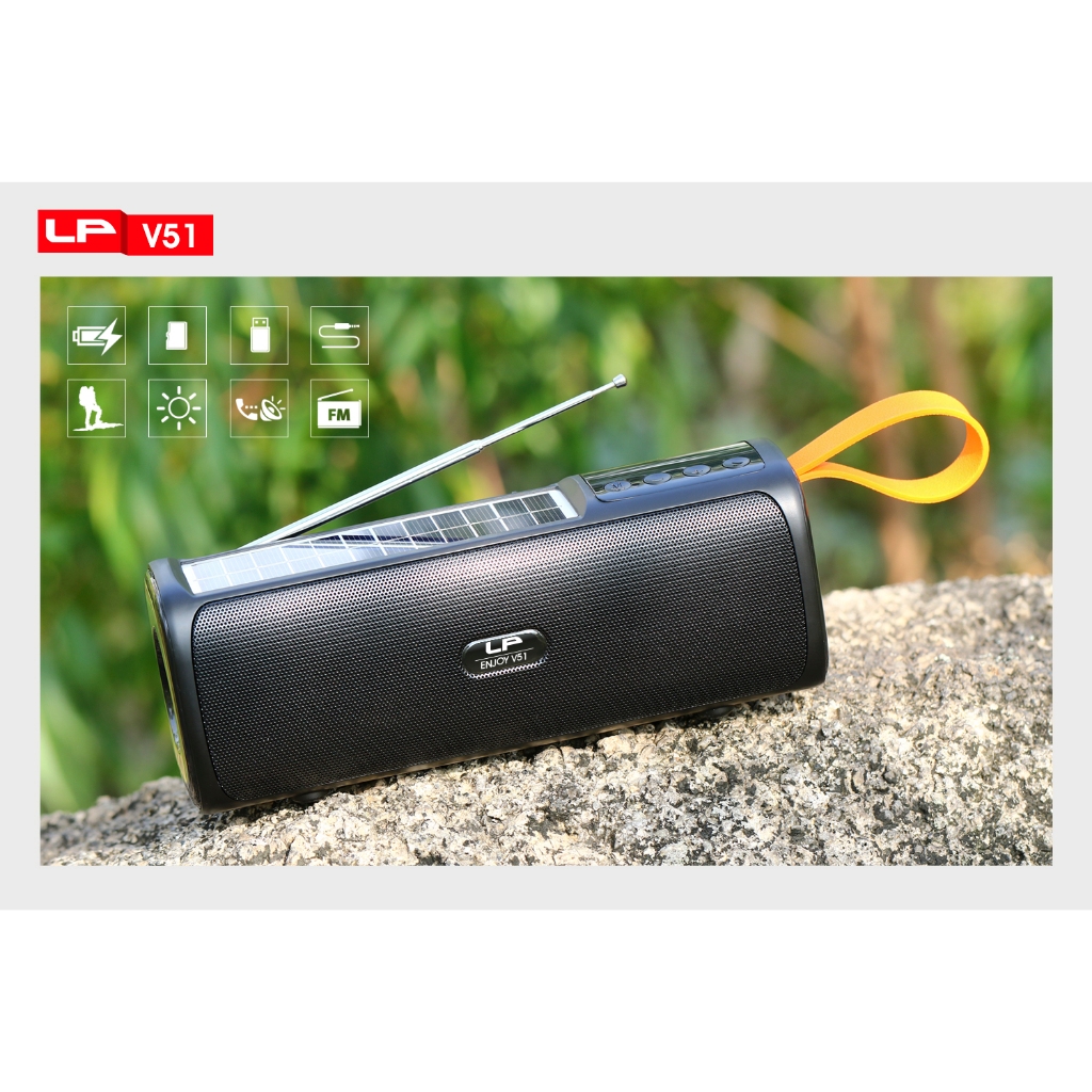LP V51 Wireless Bluetooth Solar Speaker Rechargeable Digital Screen ...