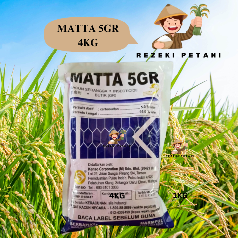 [ORIGINAL] 4KG Kenso Matta 5GR Racun Kumbang dan Ulat/Carbosulfan 5% ...