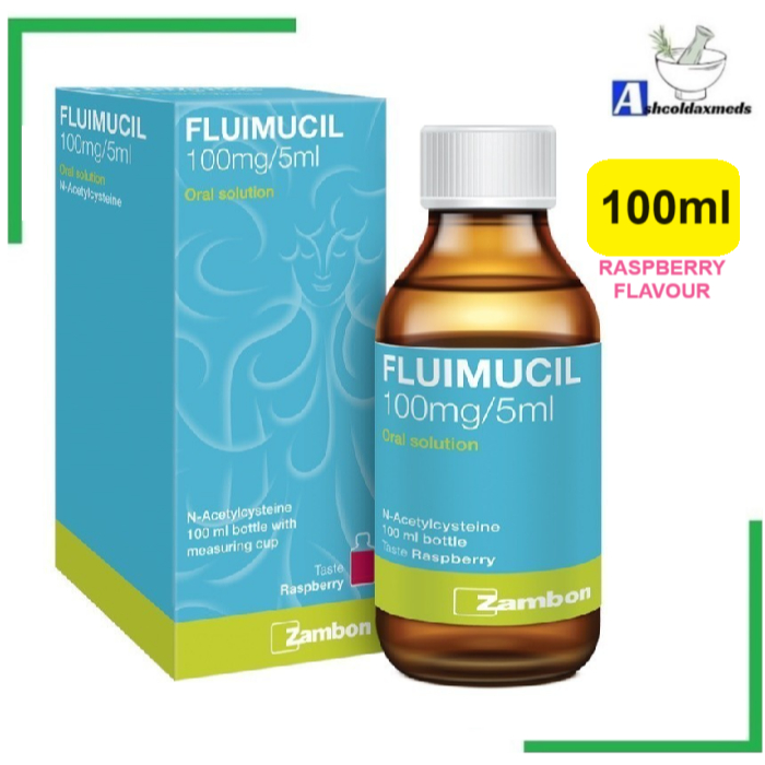 Fluimucil 100Mg/5Ml Oral Solution Raspberry Flavor (N-Acetylcysteine ...