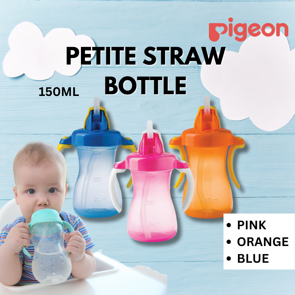 PIGEON PETITE STRAW BOTTLE 150ML BLUE/ORANGE PINK | Shopee Malaysia