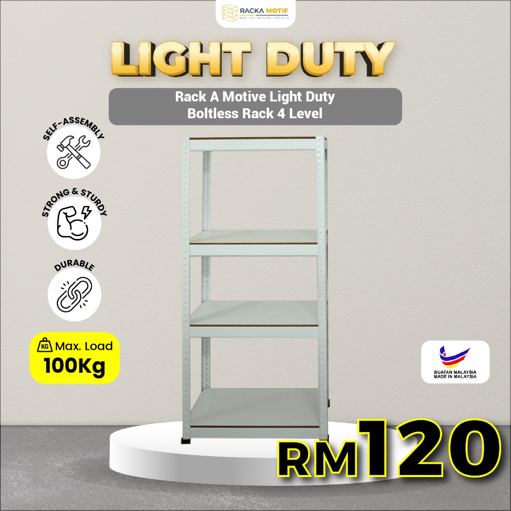 Rack A Motive Light Duty Boltless Rack 4 Level - Loading Hang up to ...