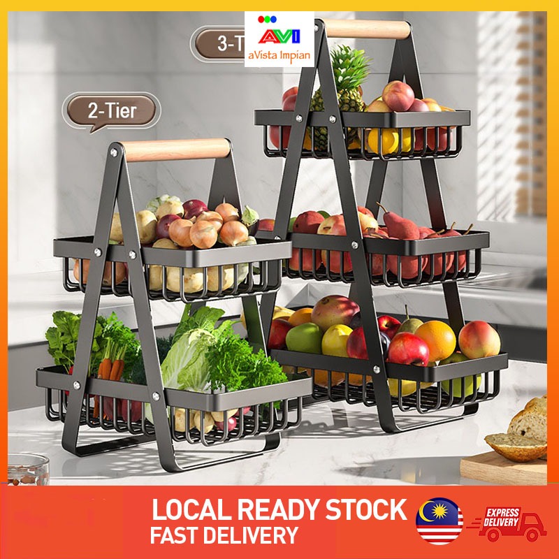 AVI 2/3 Tier Rak Bawang Fruit Onion Portable for Kitchen Organizer ...