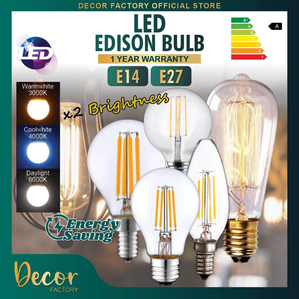 LED Edison Bulb Filament Bulb LED E14 E27 LED Candle Bulb Daylight Warmwhite LED Light Bulb ...