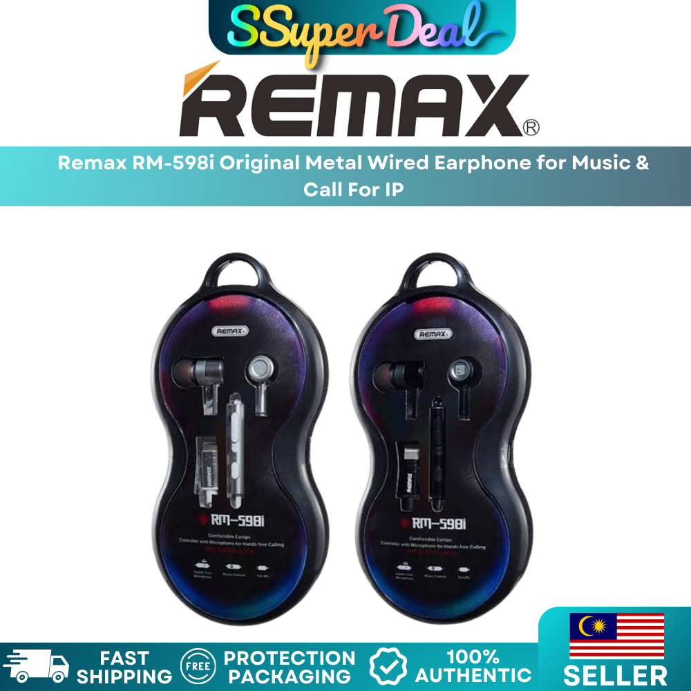 Remax RM-598i Original Metal Wired Earphone for Music & Call For IP ...