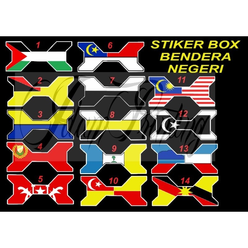 Stiker BOX motosikal "X" Bendera Negeri (terdapat 2 saiz) | Shopee Malaysia