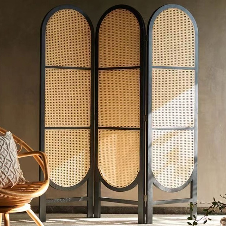 Rattan solid wood partition screen living room dining room bedroom ...