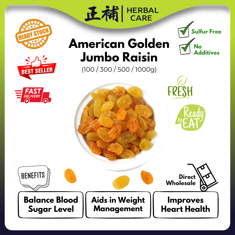 American Golden Jumbo Raisin 美国特大黄金葡萄干 Kismis Jumbo Emas Amerika ...