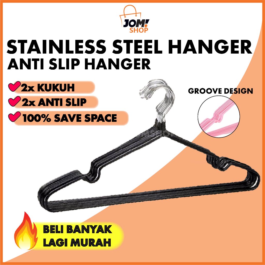 Hanger Besi Keluli Tahan Karat/Slip Resistant Clothes Hanger/Stainless ...